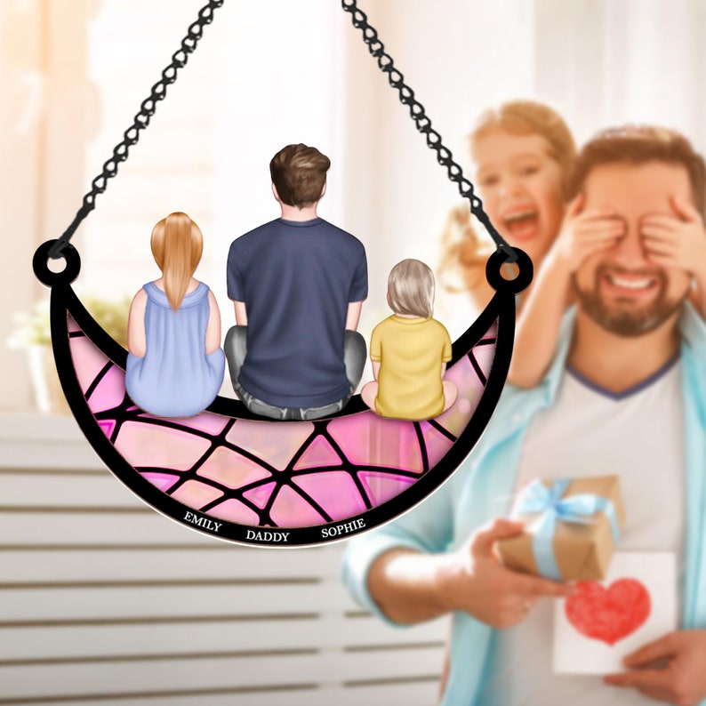 Father and Daughter Suncatcher, Custom Family Name Suncatcher, Loss of ...