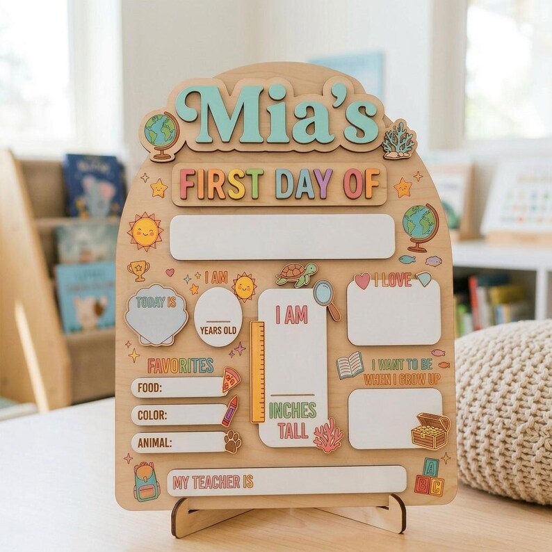 Personalized First Day of School Sign, Back to School Gift ...