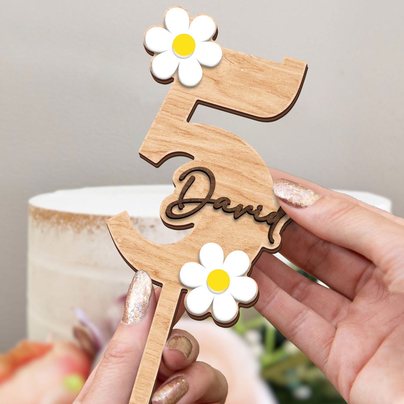 Daisy Number Cake Topper| Personalized Acrylic Cake Topper Number| Baby ...