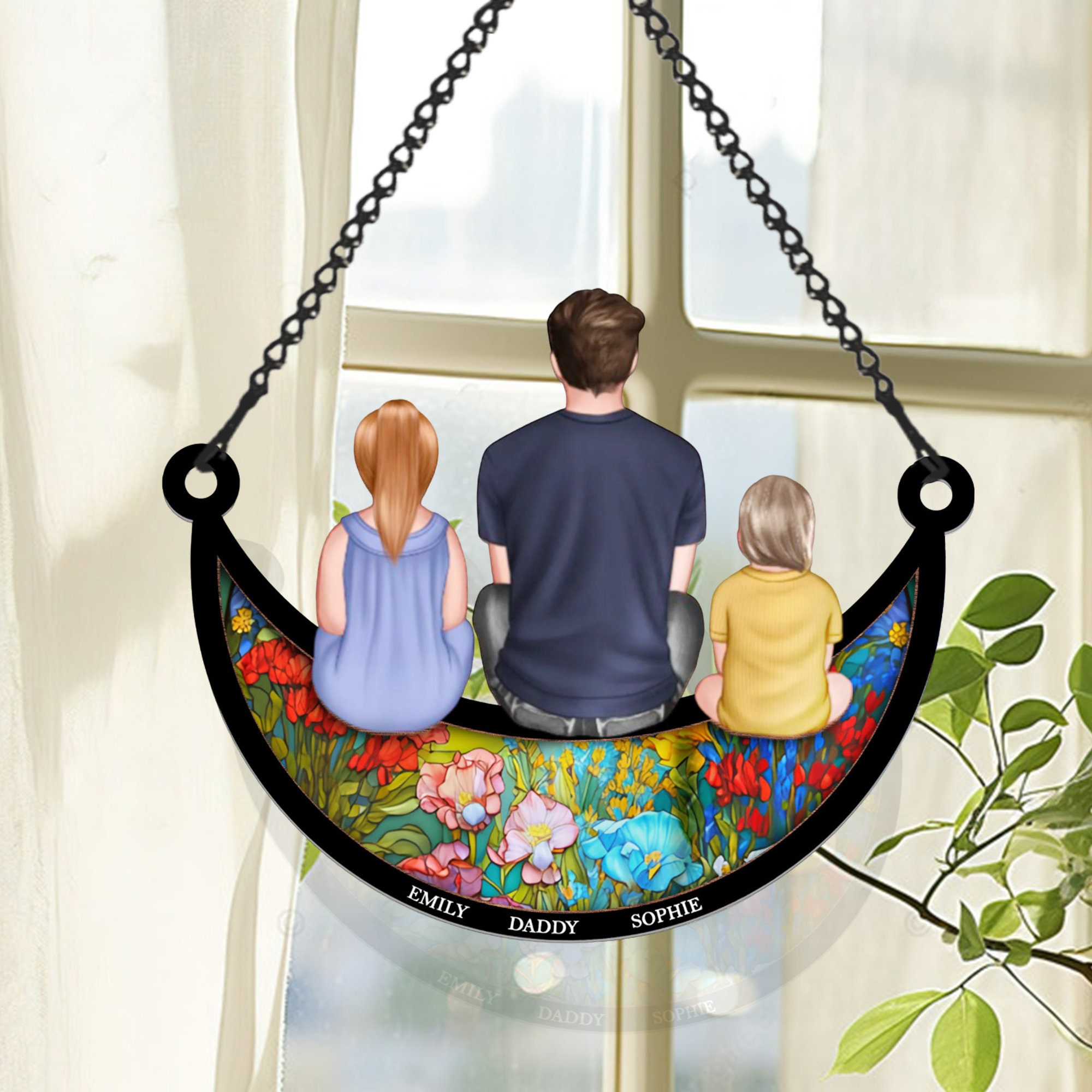 Father and Daughter Suncatcher, Custom Family Name Suncatcher, Loss of ...