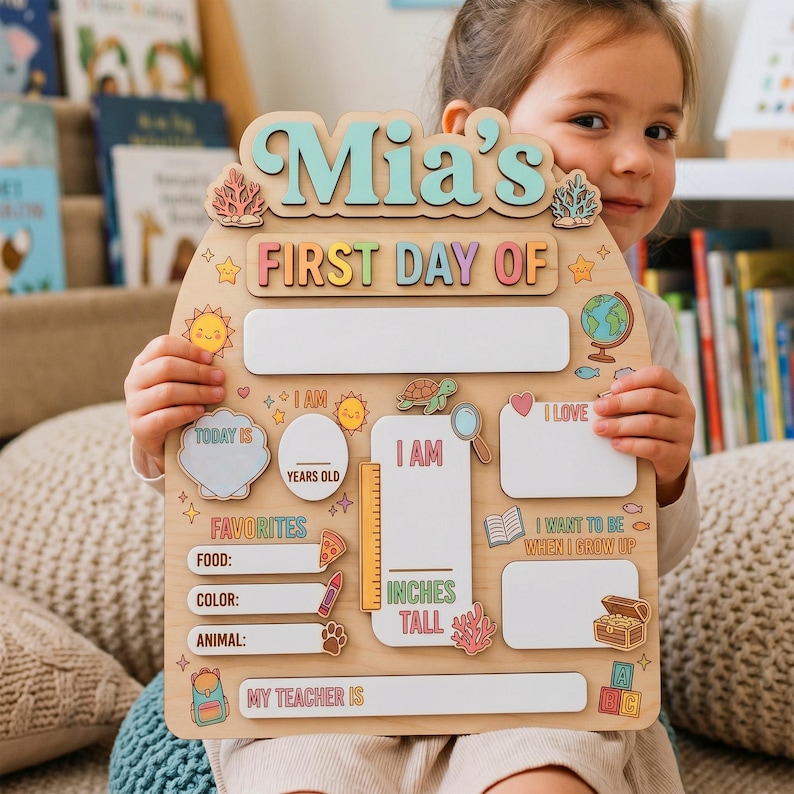 Personalized First Day of School Sign, Back to School Gift ...