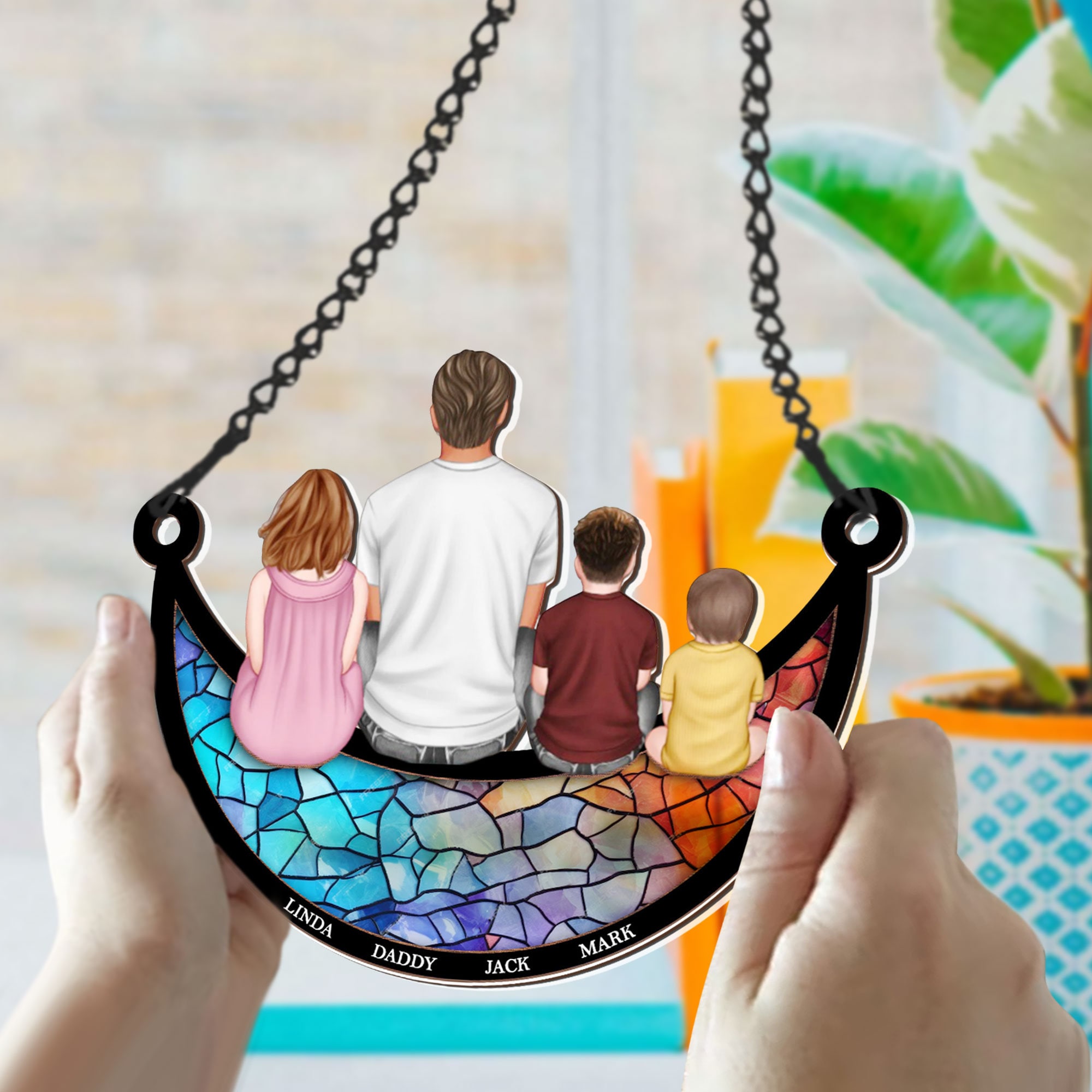Father and Daughter Suncatcher, Custom Family Name Suncatcher, Loss of ...