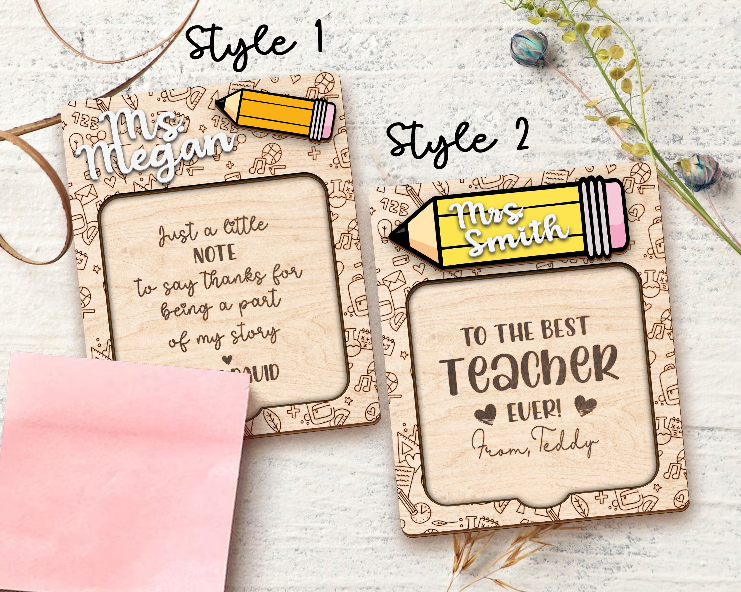 Custom Teacher Sticky Note Holder, Post It Note Holder, Teacher ...