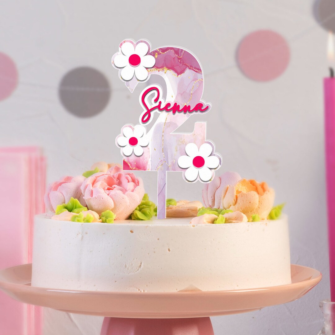 Daisy Number Cake Topper| Personalized Acrylic Cake Topper Number| Baby ...