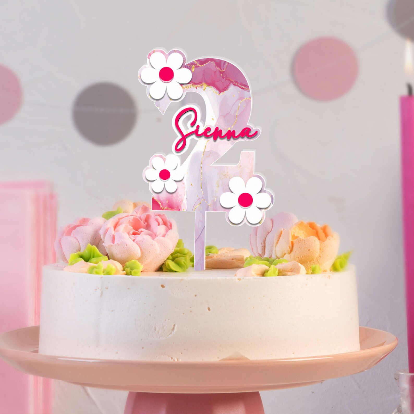 Daisy Number Cake Topper| Personalized Acrylic Cake Topper Number| Baby ...