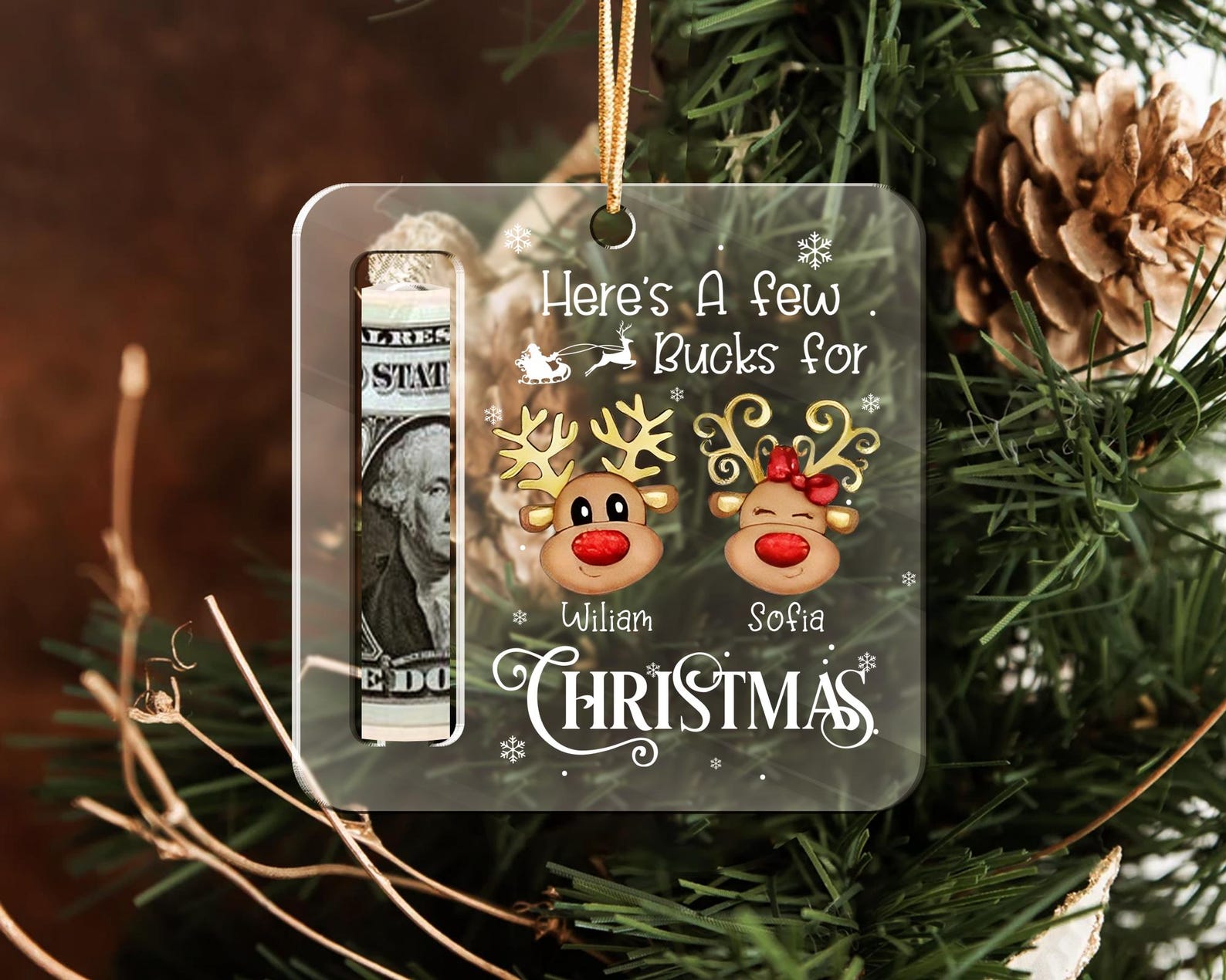 Custom Cute Money Holder Christmas Ornament, Here’s A Few Bucks for ...