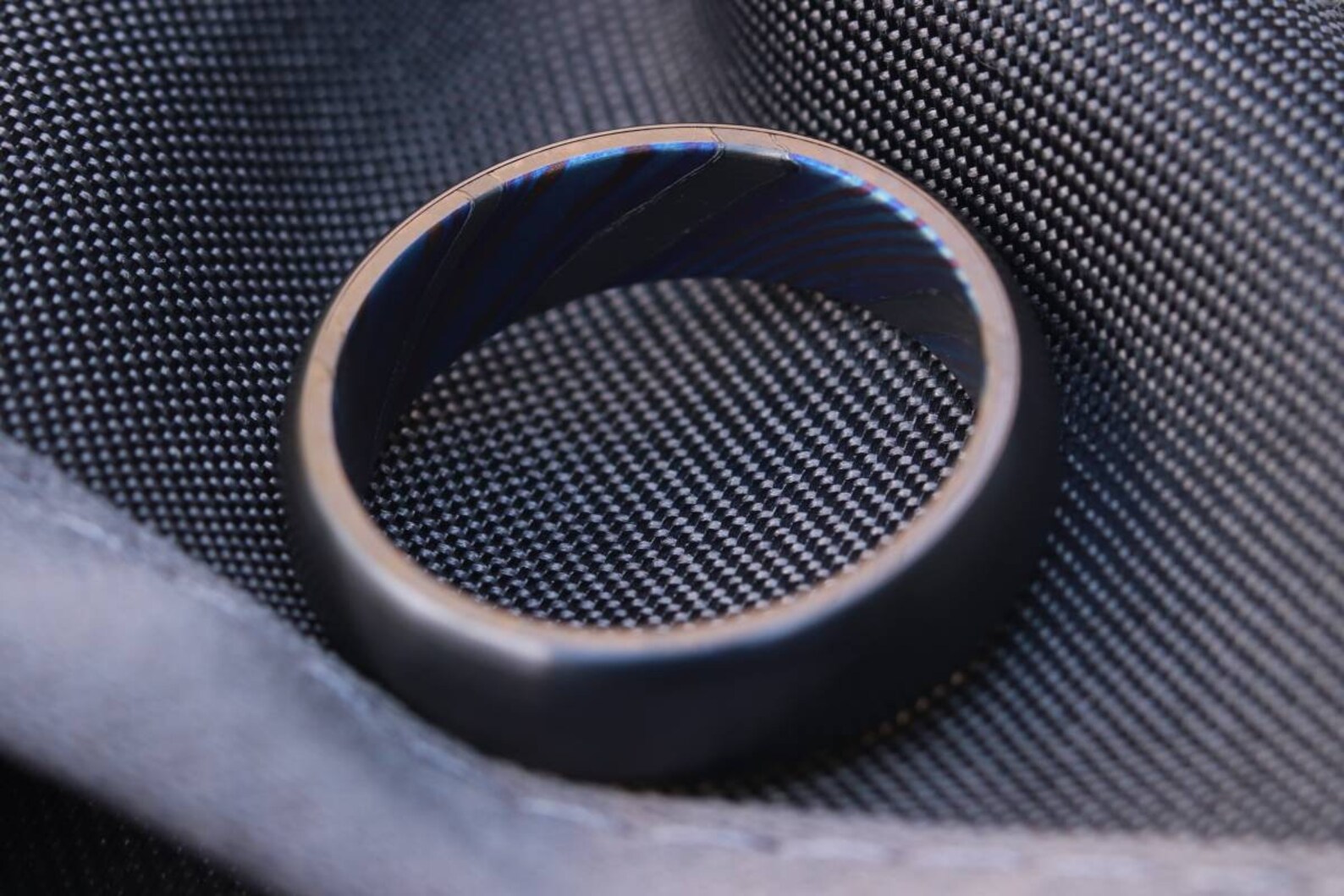 6mm Domed Black Titanium Ring Black / Zrti Brushed Ziconium Timascus ...
