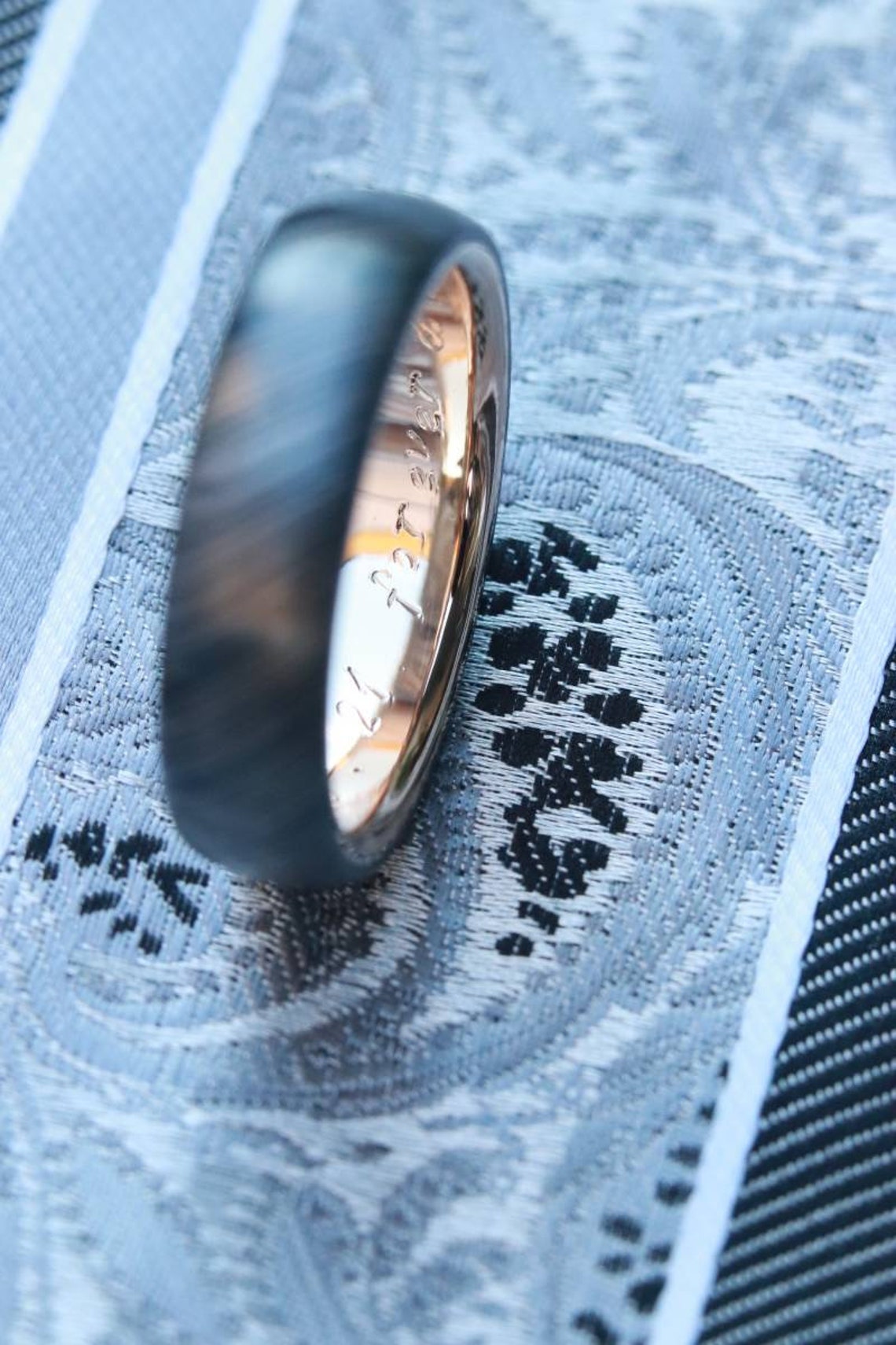 6mm Wide Black Zrti Men's Wedding Band Gold Ring - Etsy