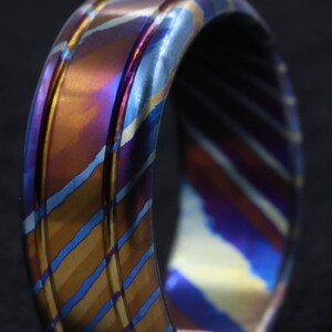 Solid Timascus Ring 9mm Wide Timascus Ring, Mokuti Ring Chamfered Ring ...