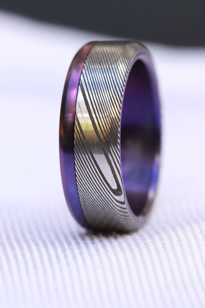 Purple Titanium & Damascus steel stainless damasteel | Etsy