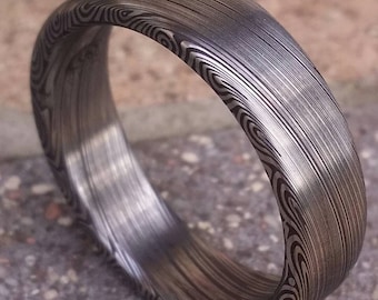 Gold Lined Damascus Ring 8mm Ring Damasteel - Etsy