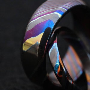 LIMITED EDITION** Solid Black Timascus Chamfered Zrti Ring Set 2 Rings ...