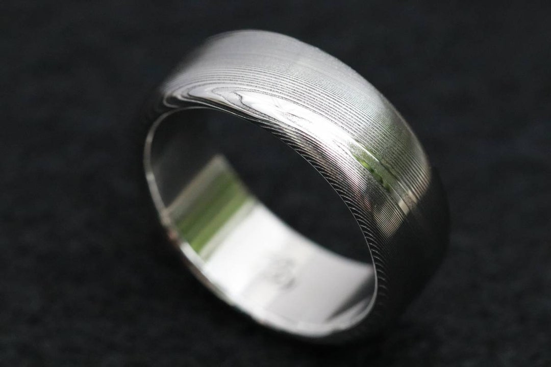 8mm Damascus Ring Stainless Steel Damascus Ring, Genuine Damascus Ring ...