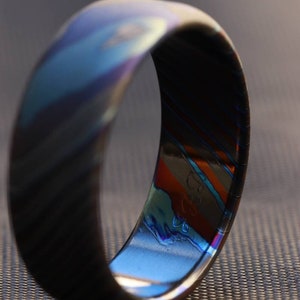 LIMITED Edition***rolled Edge 8mm Black Timascus Zrti Ring 3mm-9mm Wide ...