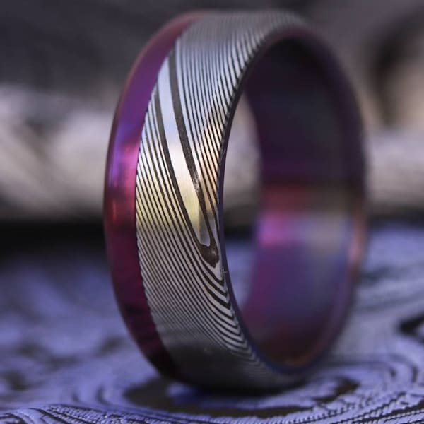 Titanium Damascus Ring - Etsy