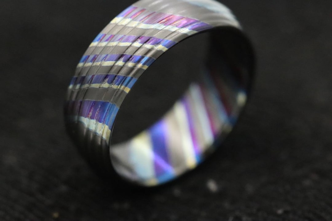 LIMITED EDITION***DARK Black Timascus Ring 8mm (semi-polished) Timascus ...
