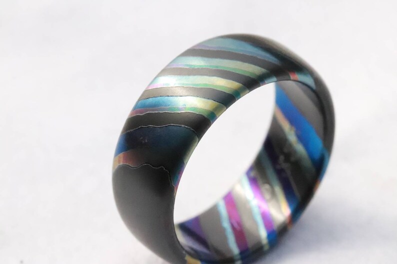 LIMITED EDITION***DARK Black Zrti Ring 8mm Timascus Ring, Mokuti Ring ...