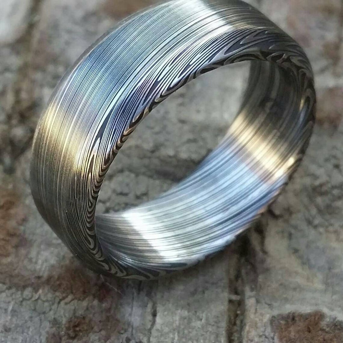 Square Ring Stainless Damascus Steel Ring Square Cut - Etsy Canada