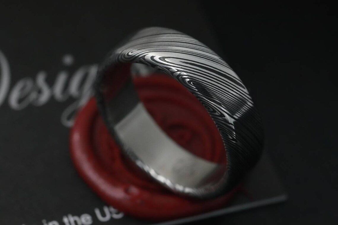 New Damascus Steel Ring Stainless Steel Damasteel - Etsy