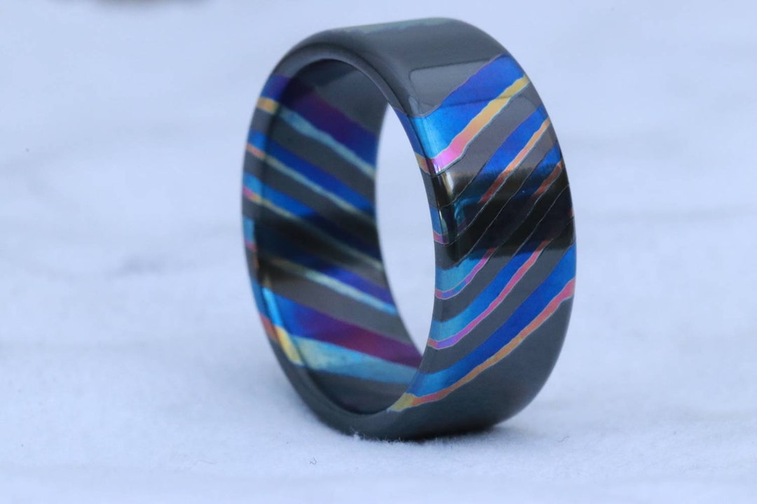 LIMITED EDITION***DARK Black Zrti Ring 8mm (polished) Timascus Ring ...