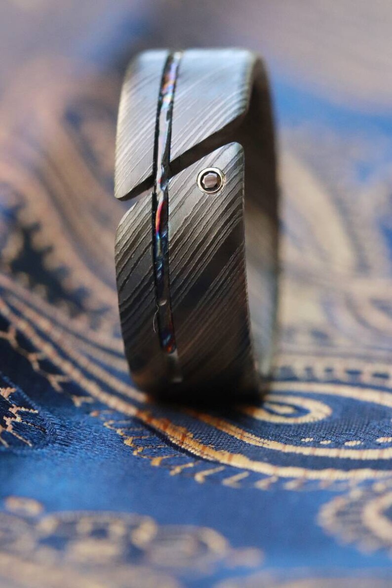 Black Diamond Ring, Unique Rings, Mens Wedding Band, Timascus Ring - Etsy