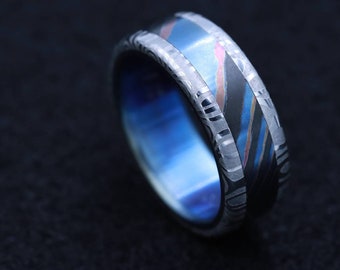 LIMITED Editionsolid Black Timascus Zrti Ring 8mm Mens | Etsy