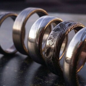 Weathered Damascus Ring Stainless Steel Damascus "black & Blue Provider ...