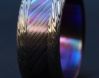 Square Ring Stainless Damascus Steel Ring Square Cut - Etsy Canada