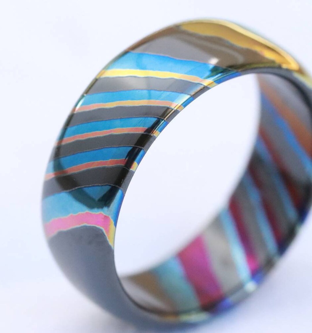 LIMITED EDITION***DARK Black Zrti Ring 8mm (semi-polished) Timascus ...