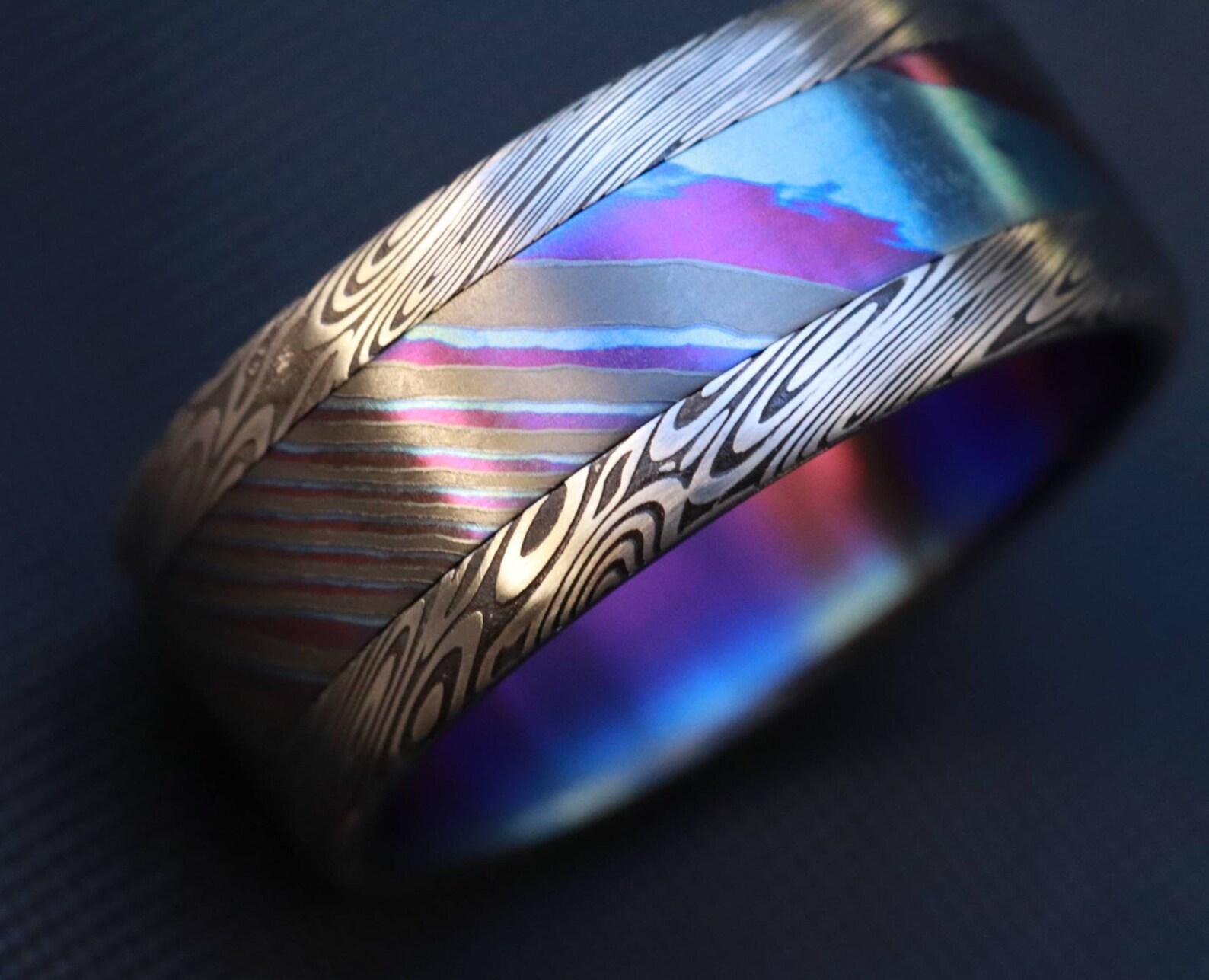 10mm Black Timascus / Mokuti & Stainless Damascus | Etsy