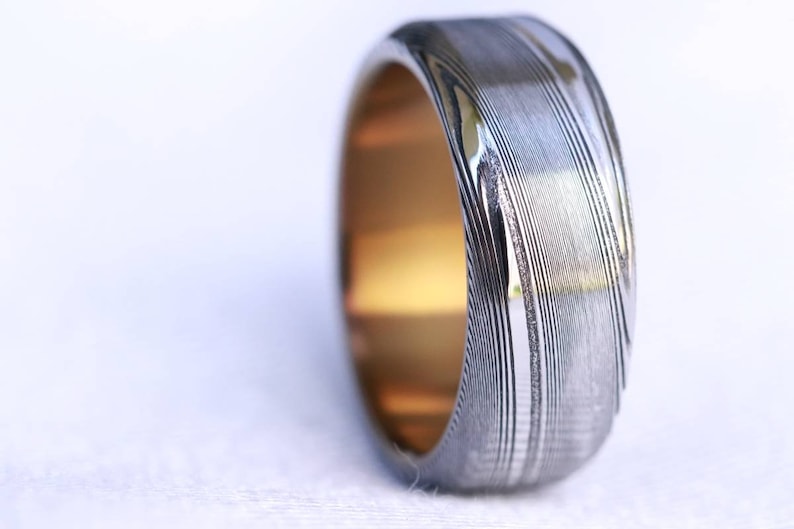 Titanium & Damascus Steel Stainless Damasteel Damascus Mens - Etsy