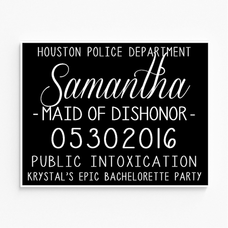 Custom Bachelorette Mugshot Sign Printable, Personalized PDF Party ...