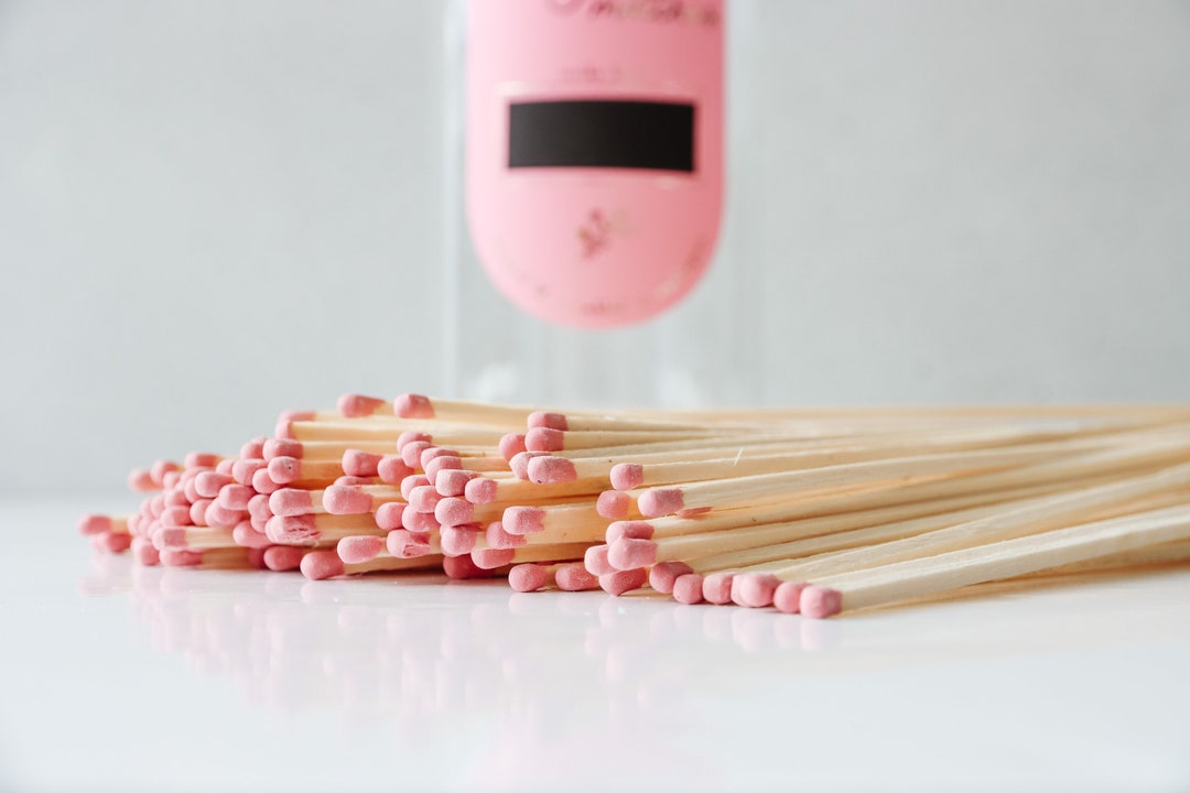 ROSE PINK Fireplace Matches in a Glass Jar | Tall Fireplace Matches ...