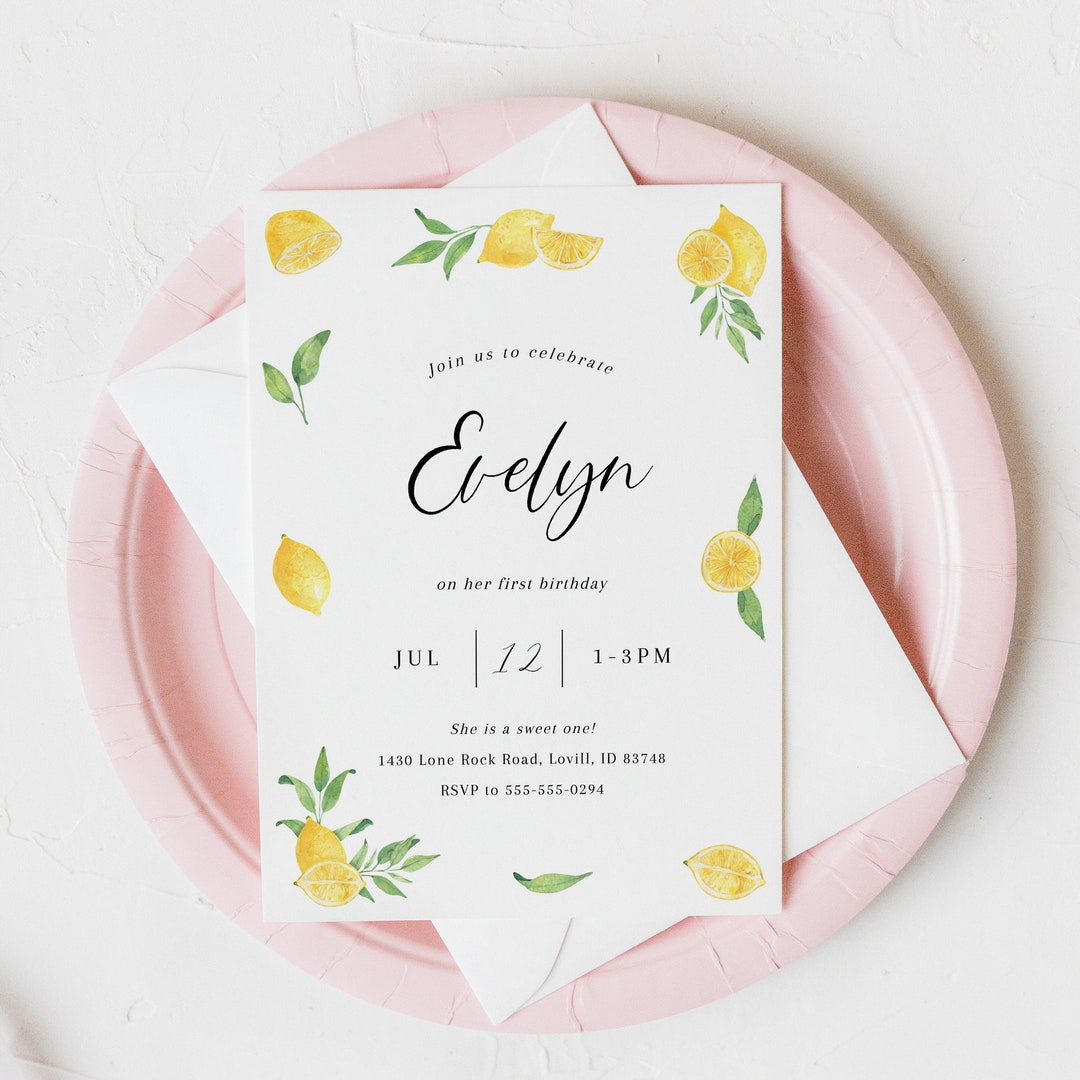 Printable Lemon Birthday Invitation | Sweet One Toddler Birthday Bundle ...