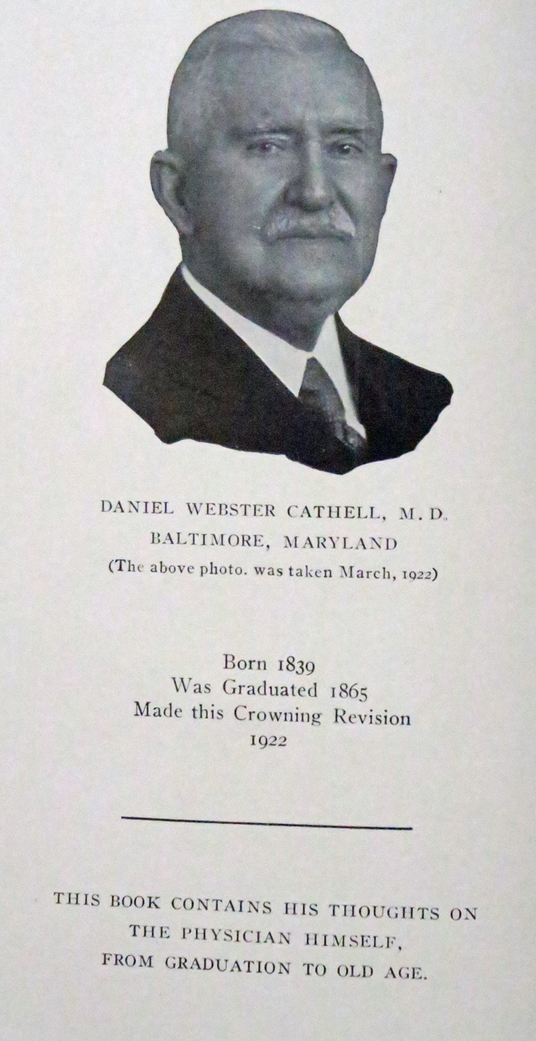 Book on the Physician Himself by Dr. DW Cathell, 1925 - Etsy