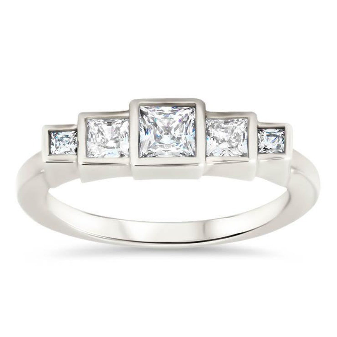 Princess Cut Diamond Engagement Ring Setting Moissanite Center - Etsy