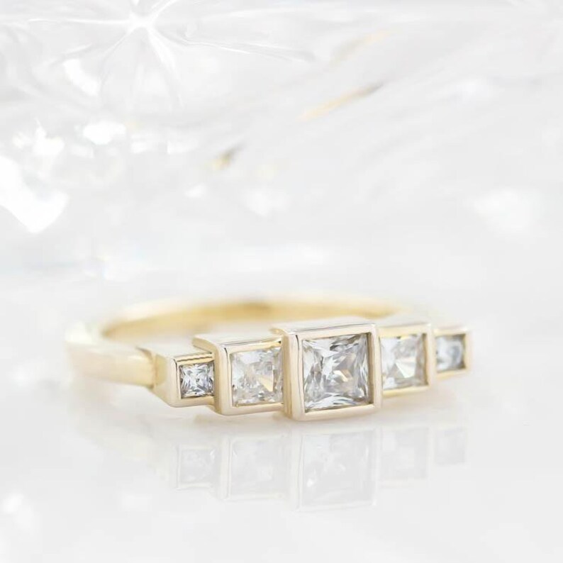 Princess Cut Diamond Engagement Ring Setting Moissanite Center - Etsy
