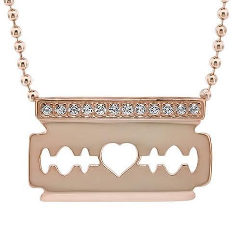 Diamond Razor Blade Pendant and Chain | Etsy