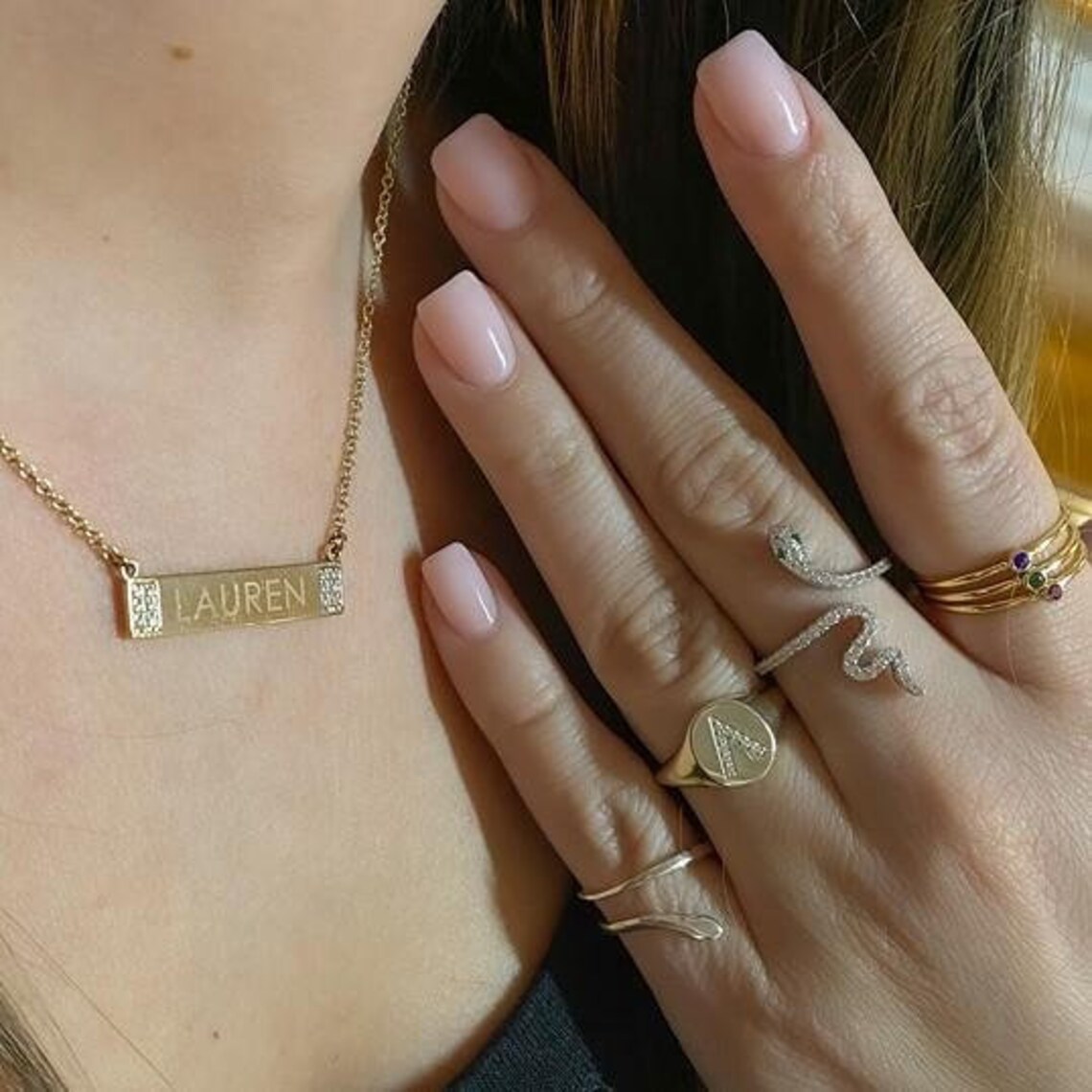 Nameplate Gold With Diamonds | Etsy