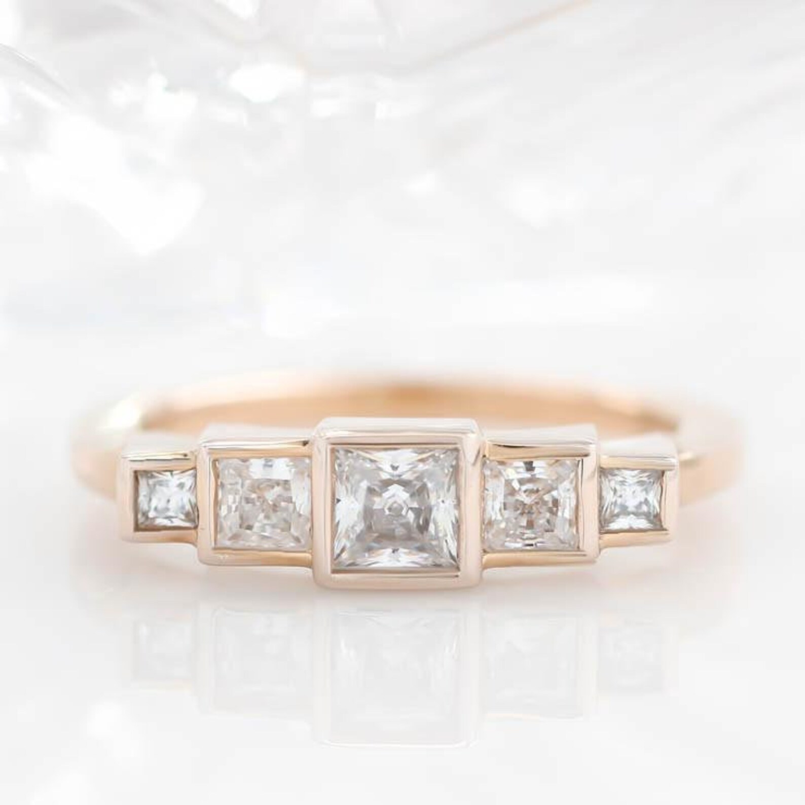 Princess Cut Diamond Engagement Ring Setting Moissanite Center - Etsy