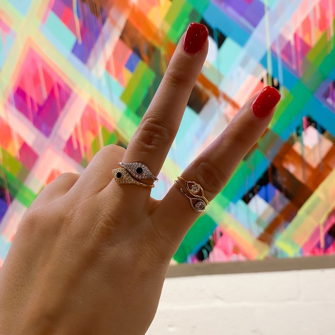 Evil Eye Cut-out Ring - Etsy