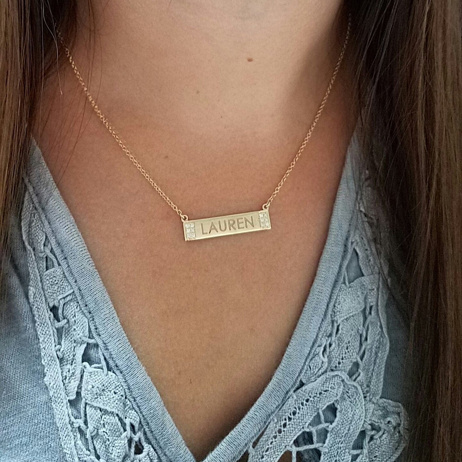 Nameplate Gold With Diamonds | Etsy