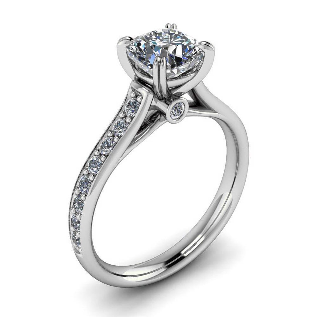 Cushion Cut Engagement Ring Diamond Setting Forever One Moissanite New ...