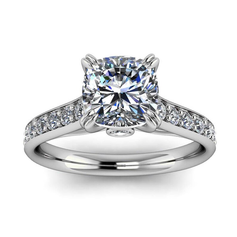 Cushion Cut Engagement Ring Diamond Setting Forever One - Etsy
