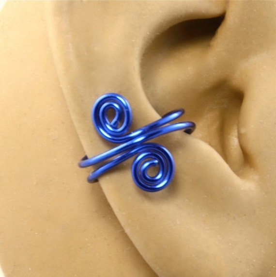 Ear Cuff Blue Spiral Ear Cuff Cartilage Earring Wire | Etsy