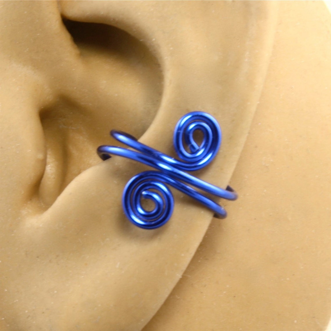 Ear Cuff Blue Spiral Ear Cuff Cartilage Earring Wire | Etsy
