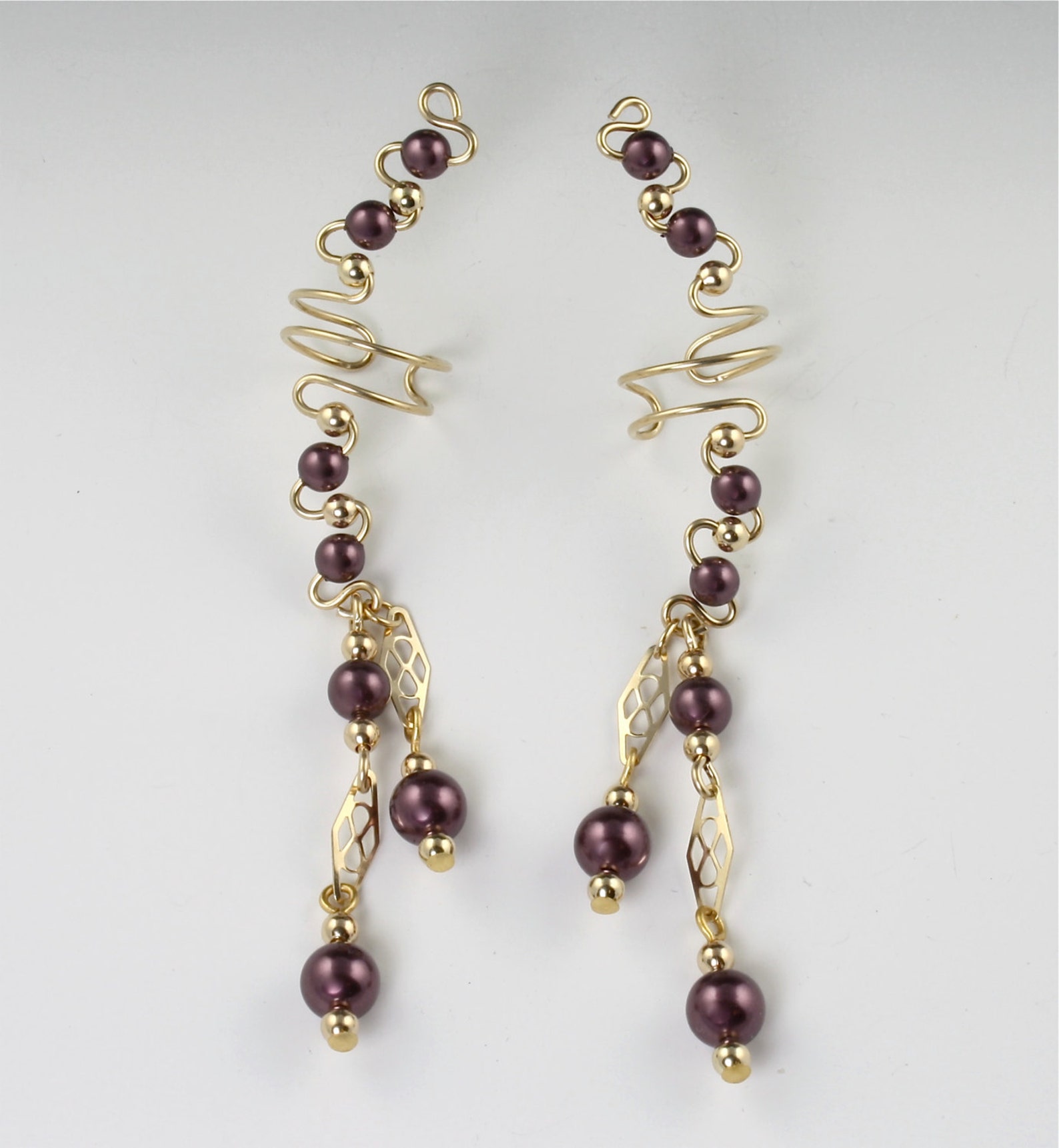 Pearl Ear Cuffs Swarovski Crystal Pearl 14 KT Gold Filled - Etsy