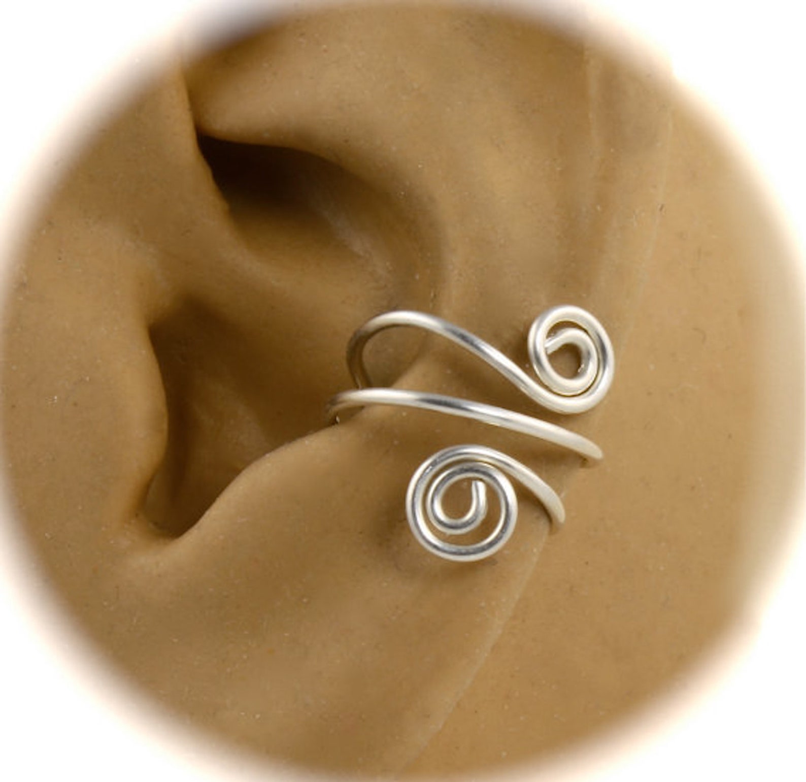 Sterling Silver Pair of Ear Cuffs Spiral Wire Ear Cuff | Etsy