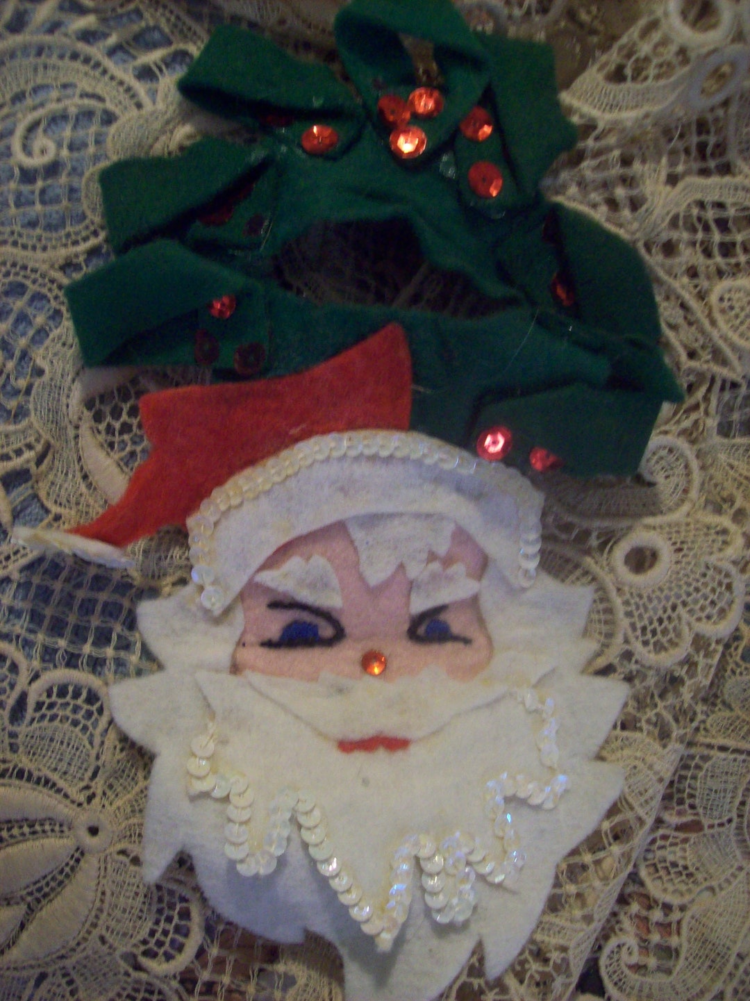 Vintage Felt Santa Claus Door Hanger/ Handmade/ Journaling ...