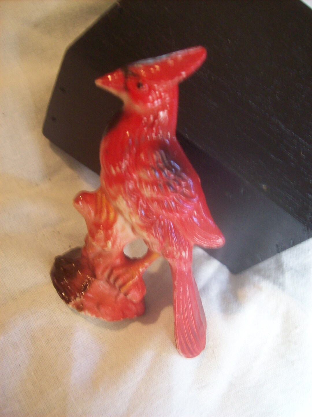 Vintage Red Bird Figurine - Plastic Mold- Mini Size Mid Century ...